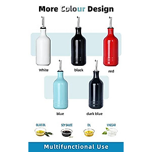 HAOTOP Ceramic Olive Oil Dispenser Bottle,Perfect for Storage of Oil or Vinegar,14 oz (White)