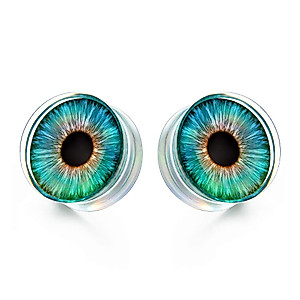 TBOSEN 1Pairs Eye style Acrylic Ear Gauges Plugs and Tunnels for Ears Gauges for Ears Piercing Expander Stretchers Gift 0g-1 3/16" in 8mm-30mm