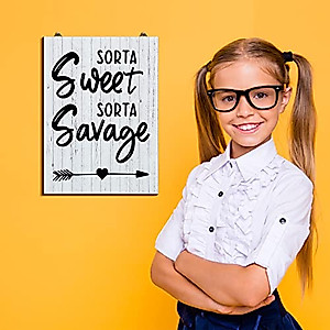 Teenager Room Girl Decor Sweet Sorta Sign Wooden Bedroom Aesthetic Decorations Cute Wall Table Decor Stuff Black White Decor for Teen Girls