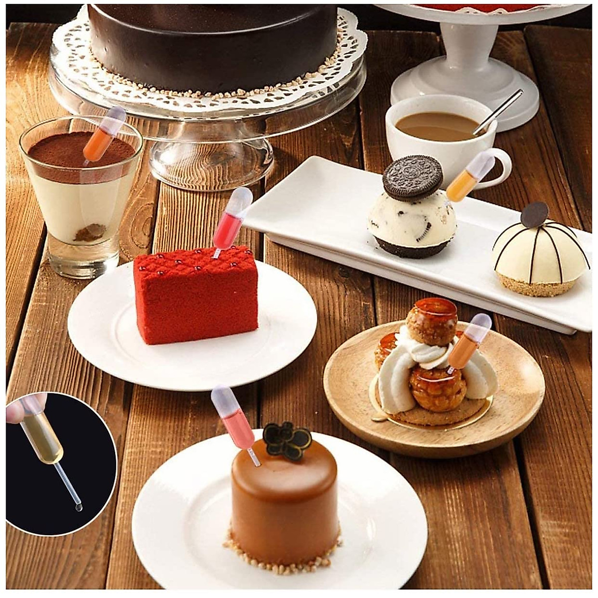 120Pcs 4ml Cupcake Pipettes, Dessert Pipettes Cupcake Strawberry Infuser Tubes Pipette Baking Shot Tubes for Liquor Strawberry Cupcake Injector Tube Shots for Alcohol Infused Tubes Mini Pipettes