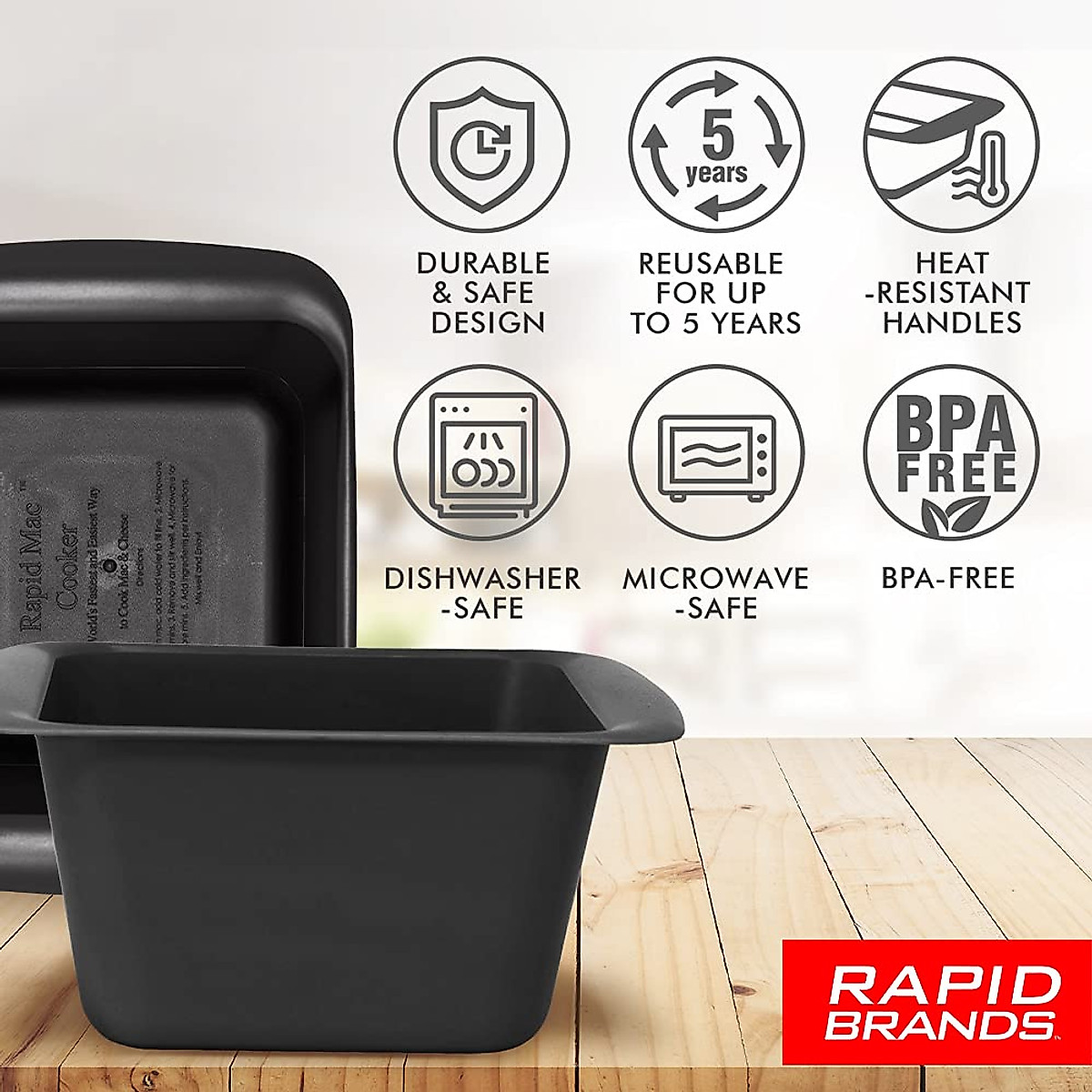 Rapid Mac Cooker | Microwave Macaroni & Cheese in 5 Minutes | Perfect for Dorm, Small Kitchen or Office | Dishwasher-Safe, Microwaveable, BPA-Free… (Blue & Orange, 2-Pack)