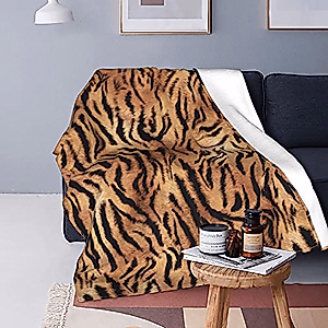 Animal Skin Tiger Print Soft Throw Blanket Super Soft Cozy Fleece Plush Reversible Blanket Size for Couch Bed Sofa Travelling Camping for Baby Adults Couch Sofa (50x40 Inches)