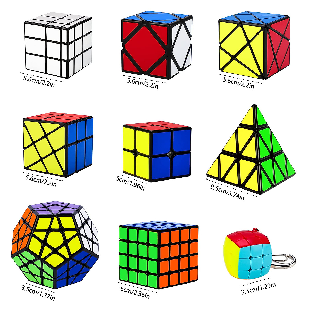 Speed Cube Set, Puzzle Cube,9 Pack Magic Cubes Pyraminx Pyramid + 2x2 + 3x3 + 4x4 + Megaminx + Mirror + Mini 3x3 + Skewb + Fenghuolun Puzzle Cube Toy for Kids & Adults
