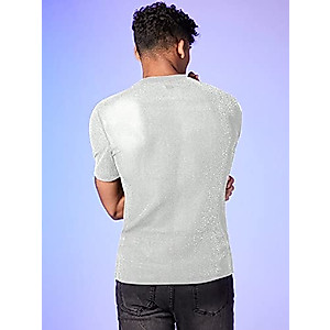 WDIRARA Men's See Through Short Sleeve Round Neck Sheer T Shirt Party Clubwear Top White M