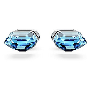 SWAROVSKI Lucent Pierced Stud Earrings, Bright Blue Crystals on a Rhodium Finished Setting, Part of the Swarovski Lucent Collection