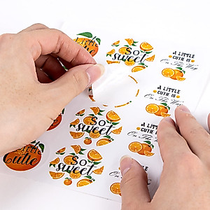 XJF Little Cutie Baby Shower Label Stickers,36pcs Baby Shower Stickers,1.5In Orange Baby Shower Stickers,Little Cutie Gift Wrap for Envelope Seals Boxes Baby Shower Party Favor, TZ LP CZ 1