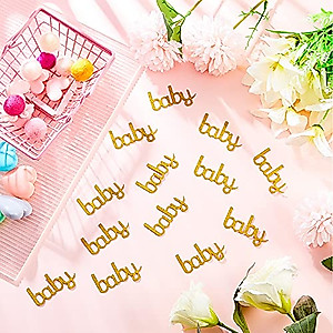 200 Pieces Gold Baby Confetti Gold Foiled Baby Shower Table Scatter Confetti Gender Reveal Party Table Confetti Double -Side Glitter Baby Paper Confetti for Baby Shower Gender Reveal Party Decor