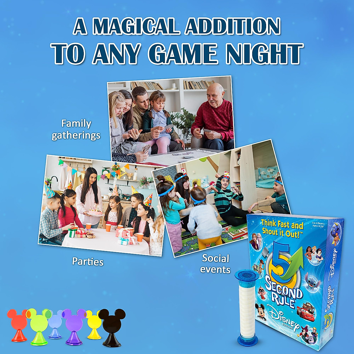 5 Second Rule Disney Edition — Fun Family Game About Your Favorite Disney Characters — Ages 6+
