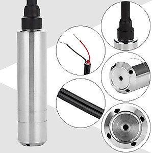 Liquid Level Sensor,DC24V 4 20mA Throw in Type Water Level Sensors, Anti Bending 0 5m Range Depth Input Liquid Level Transmitter,6m/19.7ft Input Liquid Level Transmitter
