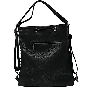 Chikencall Over-size Studded Bucket Bag or Women,3 Ways Multifunction Backpack Vegan Leather Punk Rock Rivet Large Shoulder Bag Crossbody Bag Black