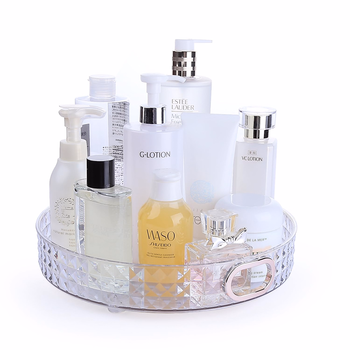 ROWNYEON Rotating Makeup Organizer 3 Tier Skincare Organizers Bathroom Organizer Perfume Organizer Spinning Cosmetics Organizer for Vanity，Cabinets, Pantry, Fridge, Countertops，Kitchen