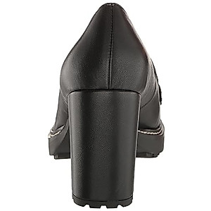 Naturalizer Womens Dabney Slip On Lug Sole Heeled Loafers Black Smooth 7.5 M