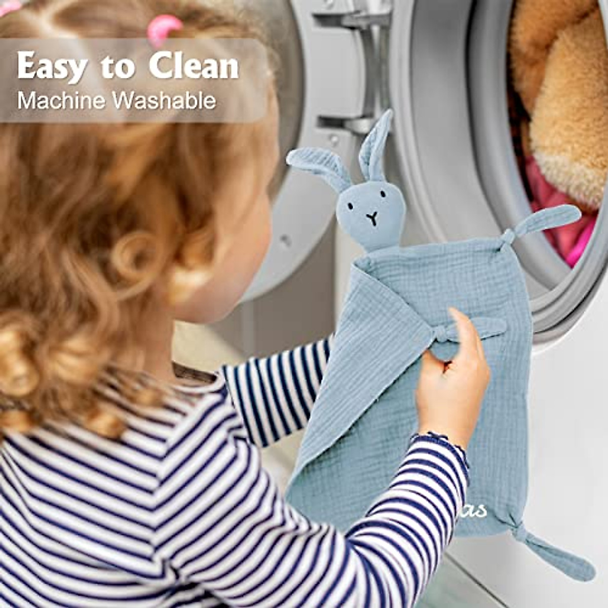 SWIMFUN Personalized Muslin Lovey Blanket, Embroidered Baby Security Blanket Bunny Comforter, Soft Sleeping Toy, Personalized Baby Gift, Custom Name