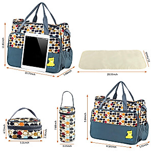 5PCS Diaper Bag Tote Set - Baby Bags for Mom (Gray)