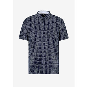 A | X ARMANI EXCHANGE Men's Regular Fit Cotton Jersey All Over AX Logo Polo, Navy, M