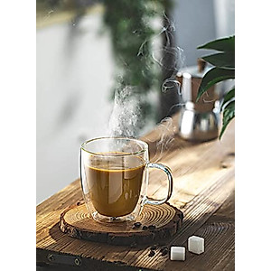 Sweese Double Wall Glass Coffee Mugs - 12.5 oz Insulated Clear Coffee Mugs Set of 2, Perfect for Espresso, Cappuccino, Latte, Americano, Tea Bag, Beverage (413.101)