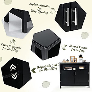 LOKO Buffet Cabinet with Storage, Bar Cabinet with Five-Position Adjustable Shelf, Wine Cabinet Sideboard Console Table, 40 x 16 x 34 inches (Black)