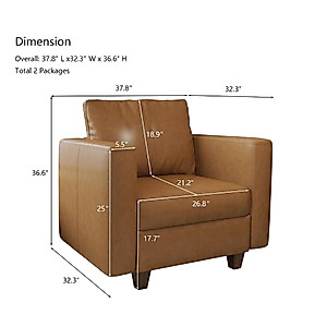 EASE MOOSE Modular Sectional Accent Chair with Storage Seat, Faux Leather Armchair Modern Single Sofa Club Chair for Living Room