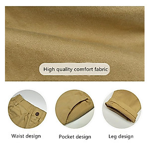 Deniy Baby Boys Cotton Linen Thin Casual Slim Pants, Khaki, 1-2T