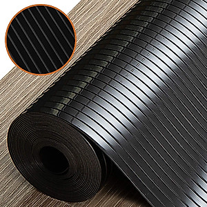 SinhRinh Drawer and Shelf Liner, 17.5IN x 20FT Non Slip Non Adhesive Cabinet Liner for Kitchen and Desk - Black Ribbed
