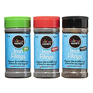 Dowling Magnets Iron Filings Variety Pack, 3 Jars (fine, Medium, coarse), 12 Ounces Each (731050)