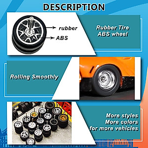 1/64 wheels and Tires Kit to Upgrade Mainline Diecast Model Cars, Premium Car Culture Real Riders Series, ABS and Rubber Material Detail-up Accessories 4 Standard 0.43In and 1 Off-Road 0.55In in A Box