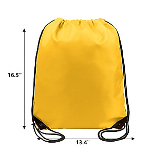 BeeGreen 20 Pieces Yellow Cinch Sack Bags Bulk Gymsack for Christmas Sports Polyester Drawstring Backpacks for Heat Vinyl and Tie Dye Pull sinch Sackpack for Women and Men