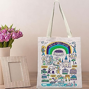 BWWKTOP New Orleans Louisiana Tote Bag New Orleans Trip Gifts New Orleans Grocery Bag New Orleans Souvenirs Gift (New Orleans)