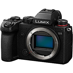 Panasonic LUMIX S5 4K Mirrorless Full Frame Interchangeable L-Mount Lens Camera Body DC-S5BODY Bundle with Deco Gear Microphone + LED + Photography Bag + Software Kit & Accessories