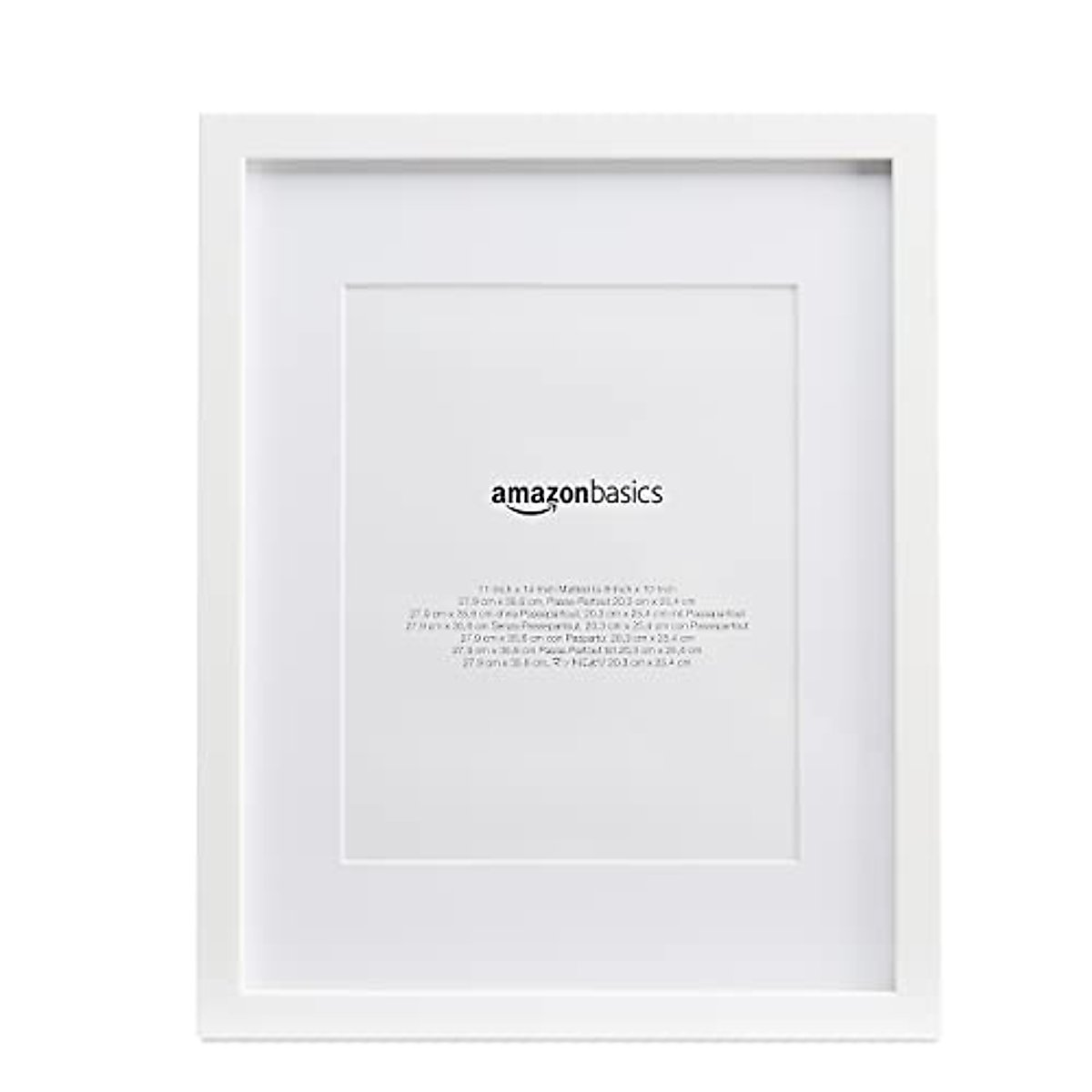 Amazon Basics Photo Picture Frame - 11" x 14" or 8" x 10" with mat, White - Pack of 2