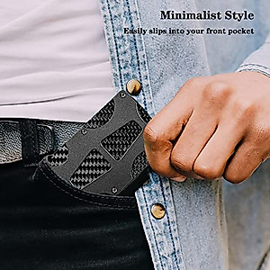 ONLOOKER Minimalist Wallet for Men Slim Wallet RFID Blocking Carbon Fiber Wallet Front Pocket Credit Card Holder Aluminum Metal Wallets with Money Clip (Black)