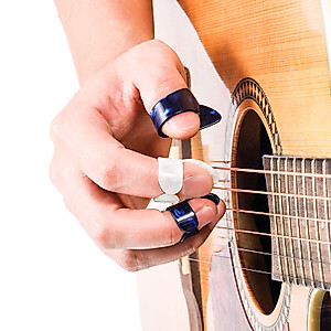 Thumb Picks Finger Picks, Medium, Flat Thumbpicks, Celluloid Guitar Thumb Finger Picks with Storage Box Case (12 Pieces, Thumb Finger Picks)