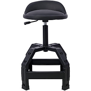 FRITHJILL Heavy Duty Pneumatic 360 Degree Swivel Mechanics Stool with Foam Cushioning and 300 Lb Weight Capacity, Black