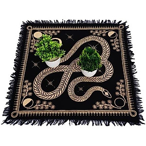 ASAV Tarot Altar Cloth Golden Snake Dragon Table Napkin Cloth Witchery Supplies Home Decor Wall Art Spiritual Witchcraft Square (18x18 Inches (46x46 Cm))