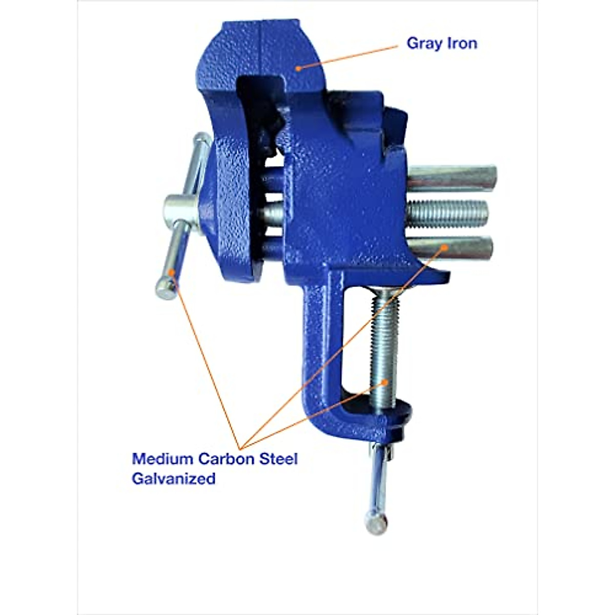 Rolin Vise Wood Working Clamp 3 Inch Light Duty Tools Small Home Vise Table Vise Blue