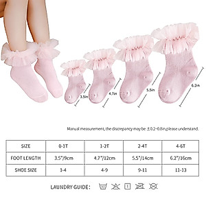 HOUSEYUAN Newborn Ruffle Socks For Toddler Baby Girls 6-12 Month Infant Lace Frilly Ankle Socks Dress 0-3 Months Red/Black/White 5 Pairs 0-1T