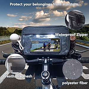 MKYRLX Bike Handlebar Bag Waterproof,Bike Phone Front Bag, Bicycle Bag, Phone Holder for Bike,Bicycle Phone Mount, Bicycle Basket Front For MTB, Road, Mountain,Grey