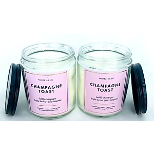 White Barn - Bath & Body Works - Champagne Toast - Single Wick Scented Candle with Essential Oils 7 oz / 198 g Each Pack of 2