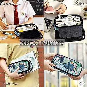 Yekiua Cacti Succulents Pencil Case Beautiful Pastel Vintage Flowers Big Capacity Pencil Pouch Office College School Makeup Bag For Teens Girls Adults Student Pink White Yellow