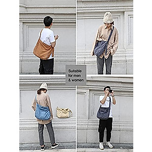 Jeelow 20oz Washed Canvas Tote Shoulder Crossbody Bags Purse Handbag For Men & Women Adjustable Strap