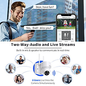 K&F Concept Solar Security Camera Wireless Outdoor, 2.4G WiFi Solar & Battery Powered Surveillance Camera, PTZ Home Security Camera with Color Night Vision & Siren/Motion Detection, 2 Way Talk