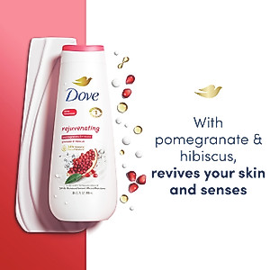 Dove Body Wash Rejuvenating Pomegranate & Hibiscus 4 Count for Renewed, Healthy-Looking Skin Gentle Skin Cleanser with 24hr Renewing MicroMoisture 20 oz