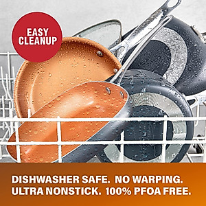 GOTHAM STEEL Non Stick Frying Pan, 8.5" 9.5” Square Ceramic Frying Pan Nonstick Set, Nonstick Cooking Pan, Induction Frying Pan, Egg Pan, Stay Cool Handle, Dishwasher & Oven Safe, 100% Toxin Free