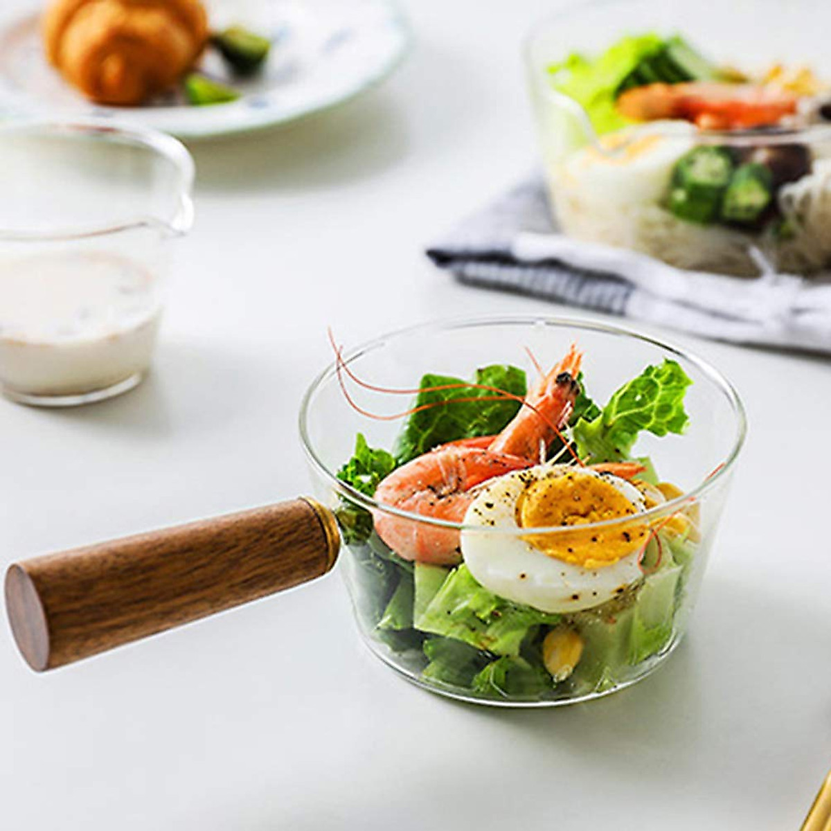 UPKOCH Coffee Milk Cup Glass Saucepan Stovetop Pot Cooking Transparent Saucepan With Handle Borosilicate Glass Non Stick Milk Butter Warmer Pot Minutes Noodles Bowl CookingMeasuring Cups