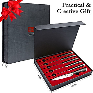 SHAN ZU Steak Knife Set, 6-Piece Steak Knives, Kitchen Steak Knife 5 Inch, High Carbon Stainless Steel Serrated Steak Knives of 6 with Premium Gift Box