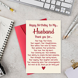 Romantic Birthday Card Gift for Husband, Unique Husband Birthday Card from Wife, Thank You Husband Bday Card, Happy Birthday To My Husband