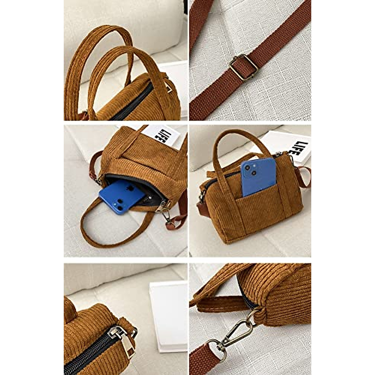 Women Corduroy Crossbody Bags Small Tote Bags Casual Shoulder Handbag Cute Hobo Bags Girls Corduroy Purse Satchel 2023
