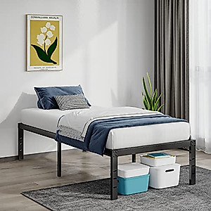 COMASACH Twin Size Bed Frame 16" Tall Heavy Duty, Metal Platform Bed Frame,Sturdy Steel Frame,Support up to 3500lbs,No Box Spring Needed,Noise-Free,Easy Assembly