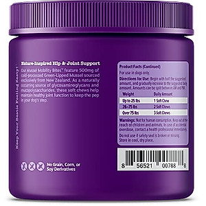 New Zealand Green Lipped Mussel Bites for Dogs - 500 mg Dog Hip & Joint Support Supplement Soft, 90 Count, Assorted