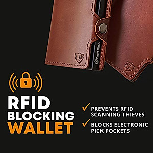 Conceal Plus Wallet for Men, Pop Up Wallet Credit Card Holder - RFID Blocking, Slim Minimalist Credit Card Case (Brown Genuine Leather)